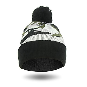 Evridwear 3 Piece Kids Children Boys Girls Magic Grip Winter Fall Gloves and Hat Set for Cool Cold Weather (Camo Black)