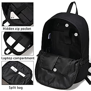 KUKUCAT School Backpack Waterproof Black Bookbag Suitable College High School Bags Laptop Backpack Suitable for Men Women (Black)