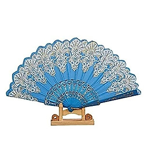 HRANG Chinese Fan Folding Fan Japanese Fan Folding Hand Flower Lace Fans Dance Wedding Party Bridal Hand Fan Gypsy Style Folding Fan Paper Fan Hand Folding Fans Vintage style