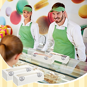 Sherr 100 Pcs Macaron Boxes with Window Macaron Gift Box for 6 Macaron with 200 Pcs Stickers Long Baking Boxes Rectangle Treat Boxes for Dessert Pastry Packaging for Home DIY Baking Gift(White)