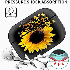 Black Sunflower Butterfly Airpods 3rd Generation Case Airpods 3rd Case for Airpods 3 Case Airpods 3rd Generation Case Cover, AirPods 3rd Protective Case Rubber Waterproof AirPods 3rd Charging Case