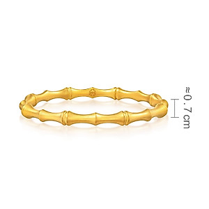 CHOW SANG SANG Cultural Blessings 999.9 24K Solid Gold Price-by-Weight Gold Bamboo Bangle for Women 92241K (Approx. 0.63tael (~23.58g), 8 (Wrist Size:15-16 CM))