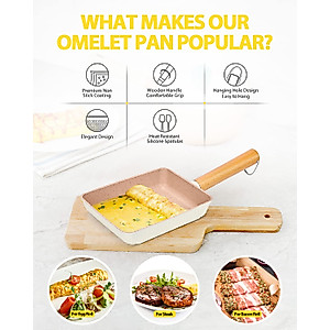 BUNDLEPRO Japanese Omelette Pan, Non Stick Tamagoyaki Eggs Frying Pan, Square Granite Cookware set, 7.1''Small Induction Skillet with Silicone Spatulas for Breakfast