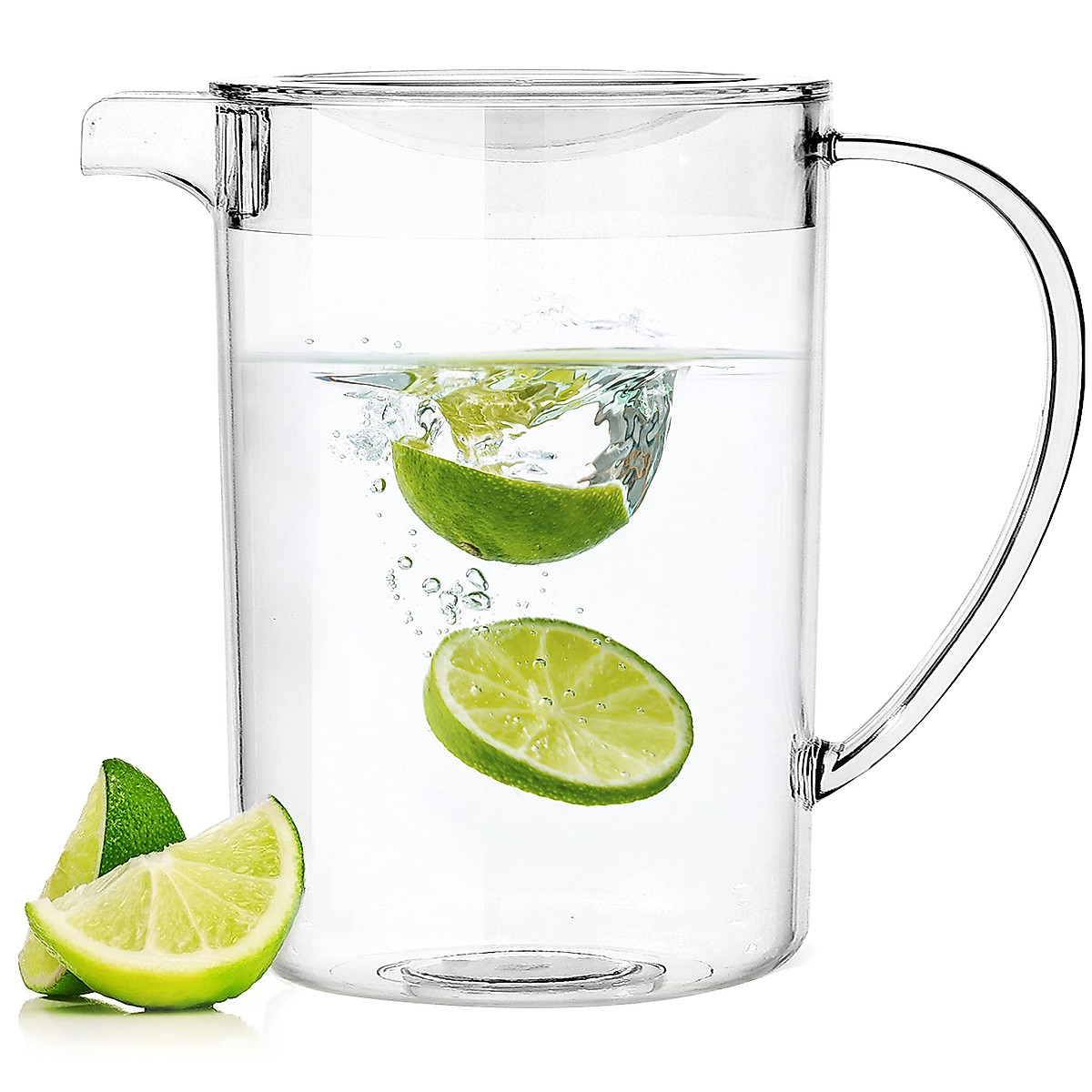 Youngever 2 Quarts Plastic Pitcher With Lid, Clear Wide Plastic Pitcher Great for Iced Tea, Sangria, Lemonade, and More