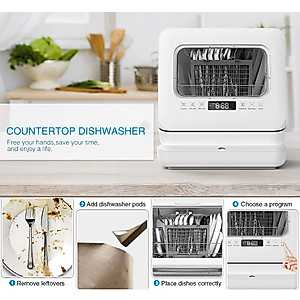 Countertop Dishwasher, Portable Dishwasher with Water Tank and Air-Dry Function