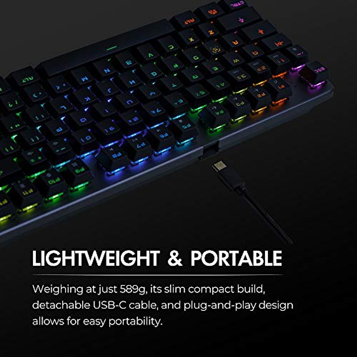 Tecware Phantom L, Low Profile Mechanical Keyboard, RGB LED, Outemu Blue Switch…