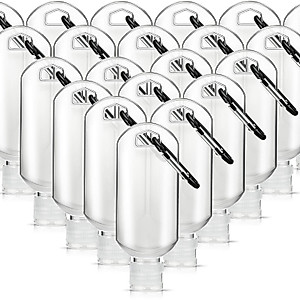 VHOPMORE 8 Pcs Travel Size Bottles with Keychain Hand Sanitizer Holder, 2 oz Portable Plastic Small Empty Bottles Leakproof Refillable Squeeze Containers for Backpack