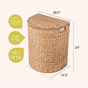Kouboo Sea Grass Half Moon Basket with Removable Liner, Natural Color Laundry Hamper, One Size, Brown - 1030097