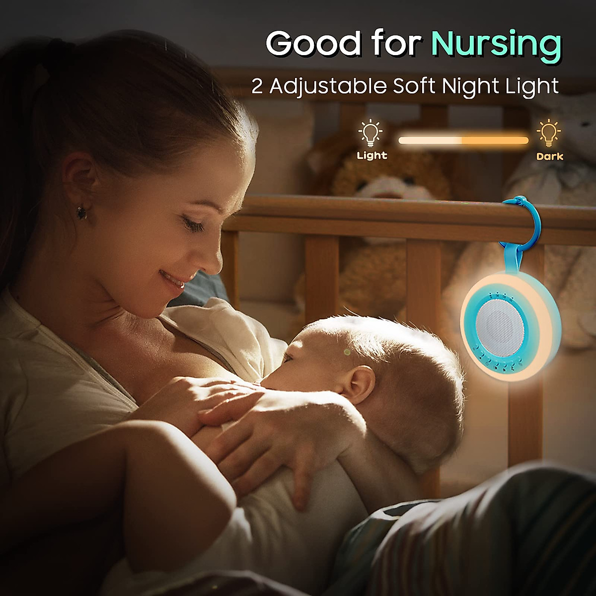 Portable Sound Machine for Baby Sleeping, Travel White Noise Machine with Night Light