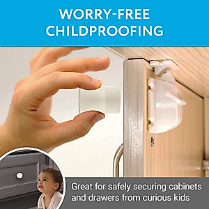 (3 Pack) Magnetic Safety Lock Key for Childproof Cabinet Locks - Includes 3 Adhesive Magnetic Key Holders White