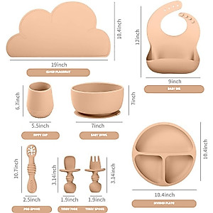 SILICONE FEEDING SET FOR BABY - BABY LED WEANING SUPPLIES - SILICONE BOWLS BABY - BABY'S PLATE-SELF FEEDING SPOONS FOR BABYS-TODDLER FORK-BABY PLATES WITH SUCTION-SUCTION BOWL AND PLATE-BABY FEEDING