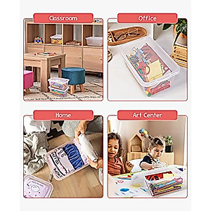 GAMENOTE Plastic Storage Bins with Lids - 5 Qt, 6 Pack Clear Small Stackable Cubby Storage Organizer Containers for Organizing (11.7 × 7.1 × 5.1 inches)