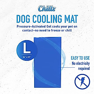 Chillz Dog Cooling Mat, Large - Pressure Activated Pet Cooling Mat for Dogs - No Water or Refrigeration Needed - Non-Toxic Gel Cooling Pad, Ideal for Home, Travel and Crates - 36 x 20 Inches