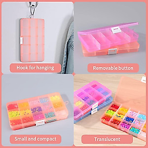 Opret Jewelry Organizer(4 Pack), SMALL Plastic Jewelry Box(15 grids) with Movable Dividers Earring Storage Containers, Size 6.9×3.9×0.9in