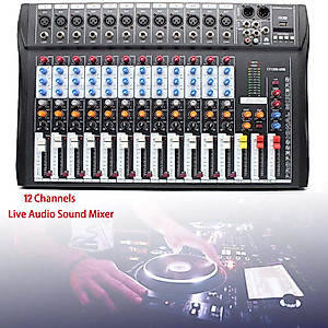 Bluetooth Studio Audio Mixer Sound Mixing Console Desk System Interface w/USB Drive for PC Recording Input AC 110V for Professional and Beginners Recording Function (12 Channel)