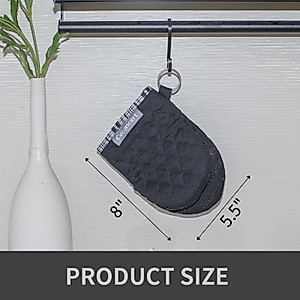 Oven Mitts, 2pcs Kitchen Mitts for Oven, Oven Mitts Heat Resistant with Silicone Non-Slip Grip and Hanging Loop, Oven Gloves to Protect Hands for Cooking, Baking and Grilling(Black)