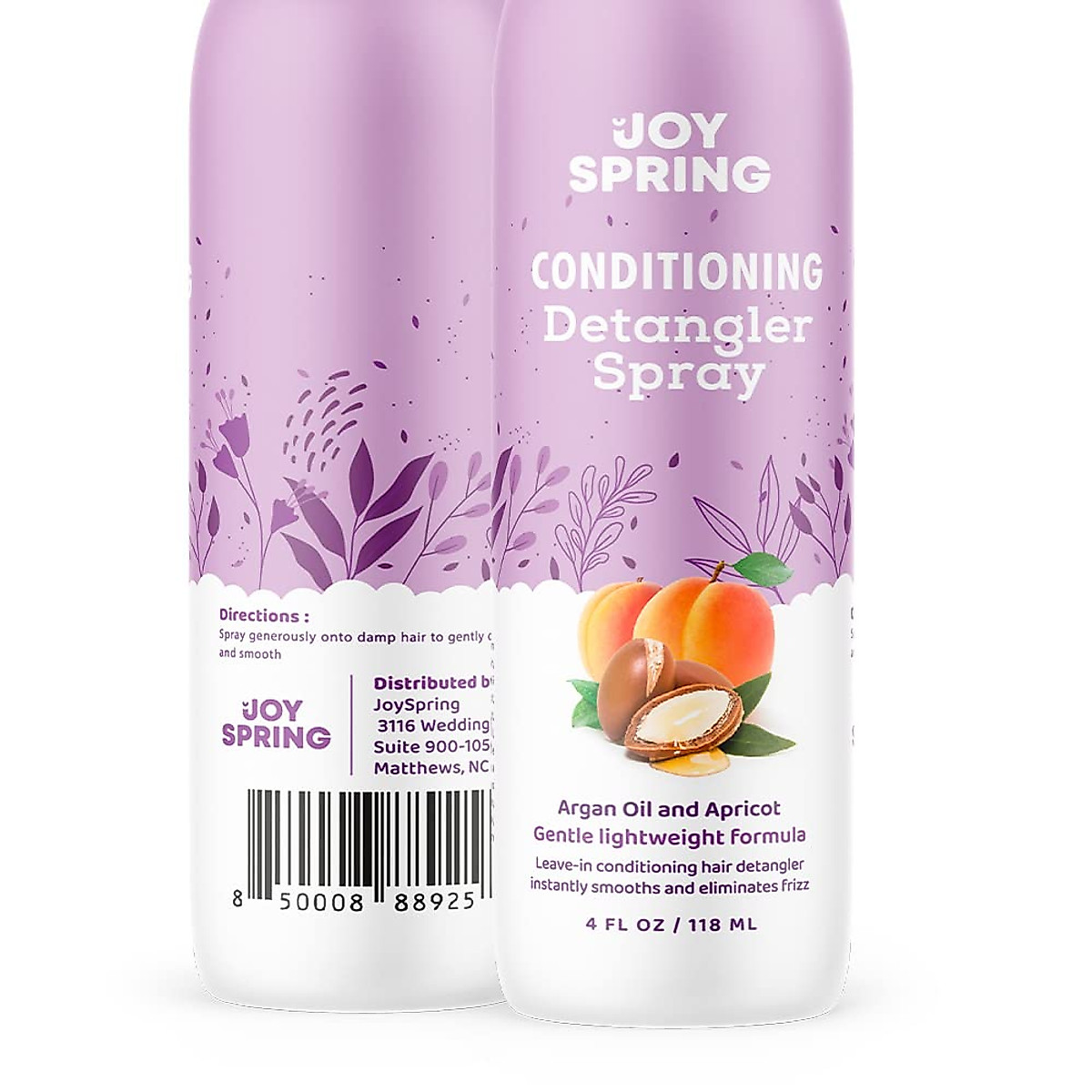 JoySpring Detangle Spray for Kids - Natural Conditioner & Detangler Spray with Argan Oil & Apricot - Curly Hair Detangling Spray (8 oz)