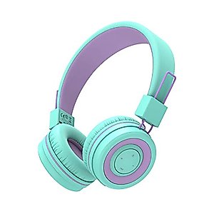 iClever Kids Bluetooth Headphones, BTH02 Kids Headphones with MIC, 22H Playtime, Bluetooth 5.0 & Stereo Sound, Foldable, Adjustable Headband, Childrens Headphones for iPad Tablet School (Green)