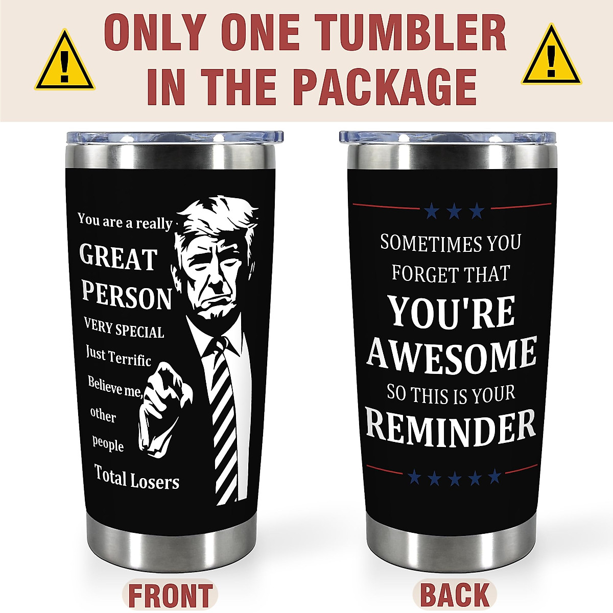 Travel Coffee Mug, Make Coffee Great Again 20ozTumbler for Men & Women, Thank You Appreciation Gifts, 20 Oz Stainless Steel Insulated Coffee Tumbler, Black