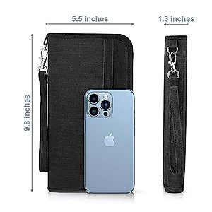 Multiple Passport Holder for Family of 4~5 RFID-Blocking Travel Document Organizer Folder Wallet for Men Women, Black