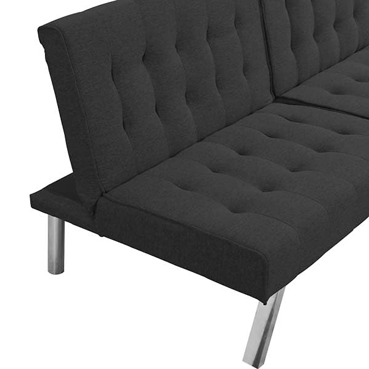 GERDIOEB Futon Sofa Bed Convertible Sleeper Sofa, Modern Futon Couch with Stainless Leg/Sturdy Wood Frame/Convertible Lounge Chair Single Bed, Futon Sofa for Living Room Bedroom Dorm Office (Black)