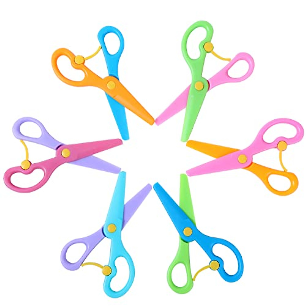 6Pcs Preschool Training Scissors,Children Safety Scissors Toddler Training Scissors Plastic Safety Kids Learning Scissors Art Craft Scissors