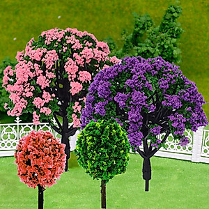 Woohome 60 PCS Miniature Trees Mixed Model Trees, Mixed Colors Accessories Model Train Scenery Architecture Trees Fake Trees for Building Model, Model Scenery with No Bases for DIY Crafts