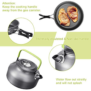 G4Free 19PCS Camping Cookware Mess Kit Non-Stick Pot and Pan Set with Kettle Stainless Steel Cups Plates Forks Knives Spoons Lightweight for Hiking Backpacking Cooking Picnic