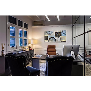 Acocifi Abstract Wall Art Geometric Canvas Circle Block Painting Modern Beige Grey Brown Picture, Large Size Simple Artwork Framed for Living Room Bedroom Bathroom Home Office Wall Decor 40"x20"