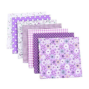 Artibetter Towel Sheets 7pcs Patchwork Fabric Quilting Fabric Squares Cotton Precut Quilt Sewing Floral Fabrics for DIY Craft (Purple) Quilted Fabric