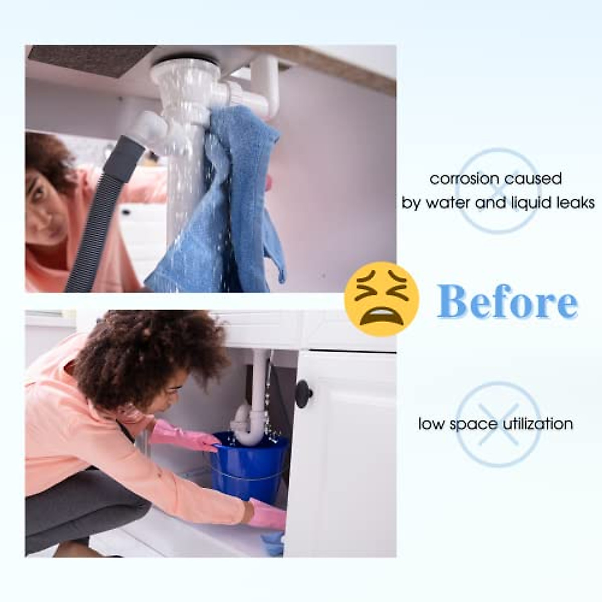 LeadCon Under Sink Mat for Kitchen Waterproof, 34" x 22" Silicone Liner with Drain Hole, Hold up to 3 Gallons Liquid, Bathroom Cabinet Mat and Protector for Drips Leaks Spills Tray