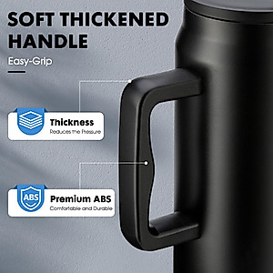 Skywerc 50 oz Tumbler with Handle, Vacuum Insulated Water Bottle with Lid and Straw, Stainless Steel Double Wall Travel Jug Coffee Mug, Keep Cold for 36H, 100% Leak-proof, Non-slip Base - Azure