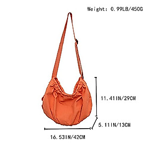 Canvas Shoulder Bags for Women Trendy Messenger Bag Cute Large Purse College Hobo Crossbody Bag (Orange)