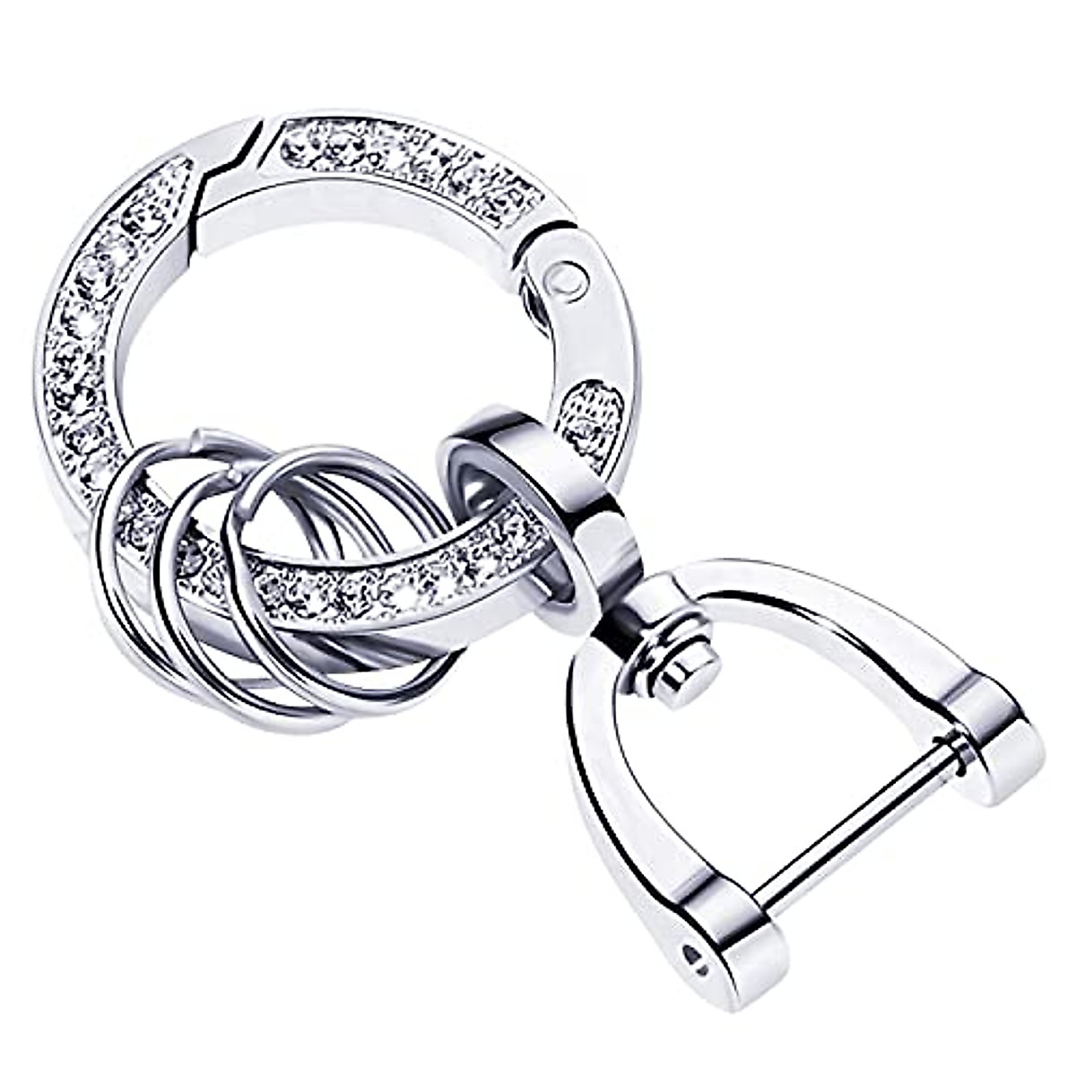 Savzokiw Crystal Car Key Chain For Ladies Women Key Fob, Key Chain Ring Strap (Silver)