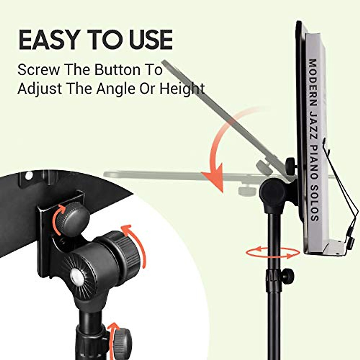 CAHAYA Portable Sheet Music Stand: 3 in 1 Dual-use Sheet Music Stand & Desktop Book Stand Adjustable 31.4–55.9 in with Book Stand Support, Carrying Bag