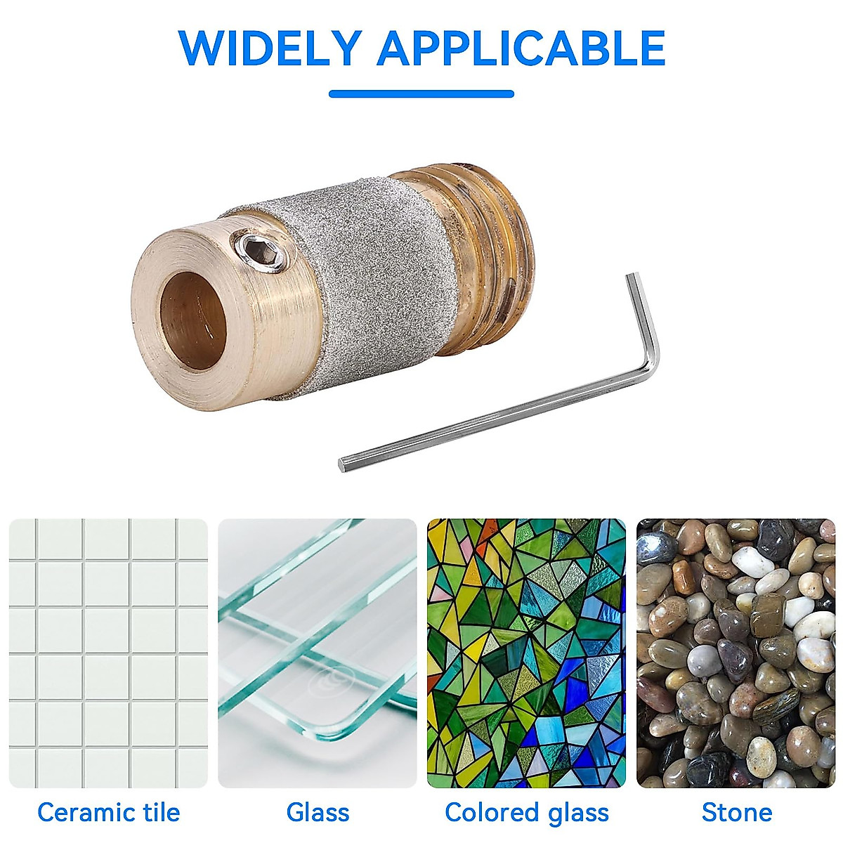 Agatige Diamond Grinding Bit, 5/8" Glass Grinder for Stained Glass, Bits Standard Fine Diamond Grinder Bits Stained Glass Diamond Grinder Bit Head Tools Diamond Grinding Wheel for Glass Grinder,MCBL58