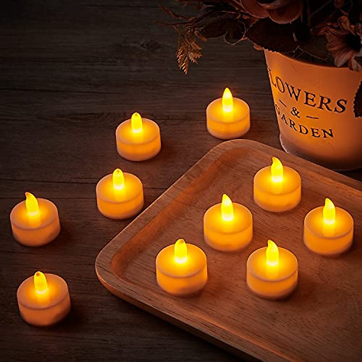 Tea Lights 150 Hours Pack of 12 Realistic Flickering Bulb Battery Operated led Tea Lights Candles for Wedding,Halloween,Christmas,Valentine's Day Electric Tea Lights in Warm Yellow