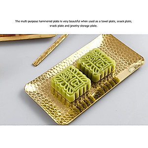 Fdit 25x11cm Towel Hammering Trays,Stainless Steel Multipurpose Dishwasher Safe Dessert Tray That Suitable for Family Restaurant Use (Gold)