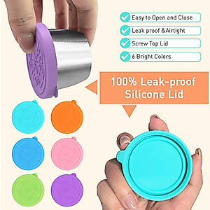 CasaCulina 6x2.4 oz Salad Dressing Container To Go, Small Stainless Steel Sauce Cups with Leakproof Silicone Lids, Condiment Containers with Lids, Reusable Sauce Containers for Lunch Boxes, Travel