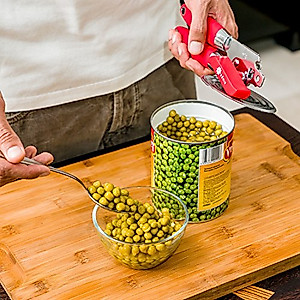 Benir Kitchen 1 Manual Heavy Duty NO-Rust Stainless Steel Tin Cans Openers, Anti Slip Hand Grip, Lock & Lift-Away Lid Magnet, Red