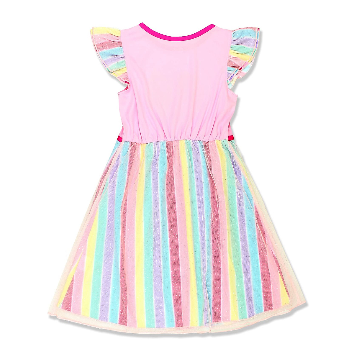 Barbie Girl's Rainbow Dress Up Fantasy Gown Nightgown Pajamas (6, Pink)