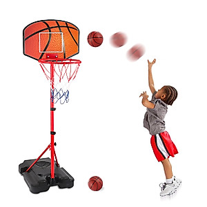 Kids Basketball Hoop for 1 2 3 4 5 6 Year Old Stand Adjustable Height 3.5ft-5.5ft Toddler Indoor Mini Basketball Hoops Goal Ball Games Toys for Girl Boy Age 1-3 2-4 3-5