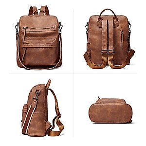 BROMEN Backpack Purse for Women Fashion Leather Designer Travel Large Ladies Shoulder Bag with Women Wallets