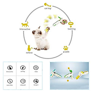 BEITESTAR Puzzle Interactive Cat Toy for Indoor, Rebound Interactive Cat Teaser Gun, Plush Interactive Cat Stuff, The Latest Updated Pet Toy, A New Way to Exercise for Cats. (Green)