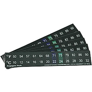 Horizontal Stick On Thermometer Strip, Digital Temperature Display for Fermenting, Brewing, Wine, Beer, Kombucha or Aquariums. 50-90F (10-32C) Adhesive Sticker 5 or 10 Pack (5)