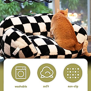 EZOPII Pet Couch Sofa, Checkers Plaid Washable Cat Beds for Medium Small Dogs & Cats - Durable Plush Cat Couch Pet Sofa - Soft Anti-Slip (Green Plaid)