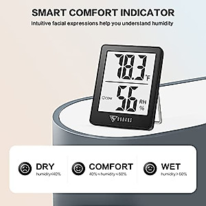 DOQAUS Digital Hygrometer Indoor Thermometer 3 Pack, Room Thermometer with 5s Fast Refresh, Accurate Humidity Meter Temperature Sensor for Home, Bedroom, Baby Room, Office, Greenhouse, Cellar (Black)