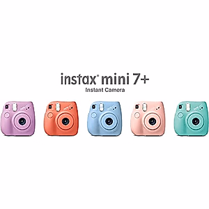 Fujifilm Instax Mini 7+ Camera, Easy to Operate, Portable, Handy Selfie Mirror, Polaroid Camera, Perfect for Beginners and Experts, Sleek and Stylish Design - Light Pink (Renewed)