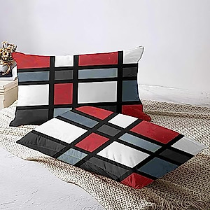 Bedding Sheet Bed Sets, Red Gray Black White Geometric Soft 3-Pieces Duvet Cover Set Comfy 1 Comforter Cover & 2 Pillowcases for All Season Twin(68"×90")