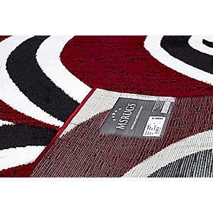 Msrugs Area Rugs, 5x7 Frize Collection Modern Red Black White Area Rug, Contemporary Geometric Carpet for Living Room and Bedroom